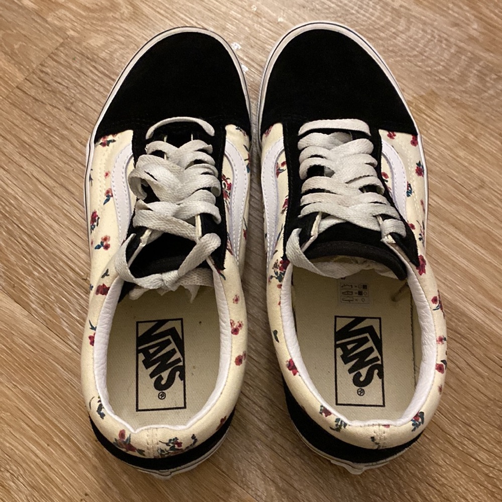Vans Vintage Floral Old Skool Canvas And Black Suede … - Gem